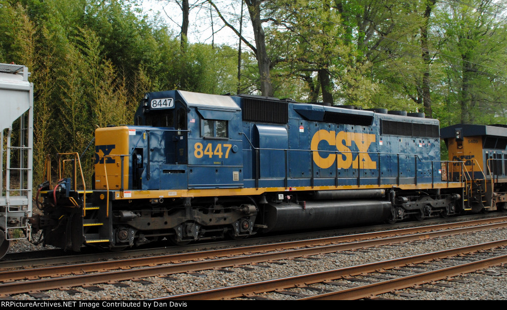 CSX SD40-2 8447 trails on Q439-21